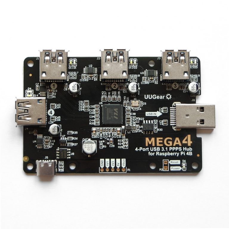 MEGA4: 4-Port USB 3.1 PPPS Hub for Raspberry Pi 4B – UUGear